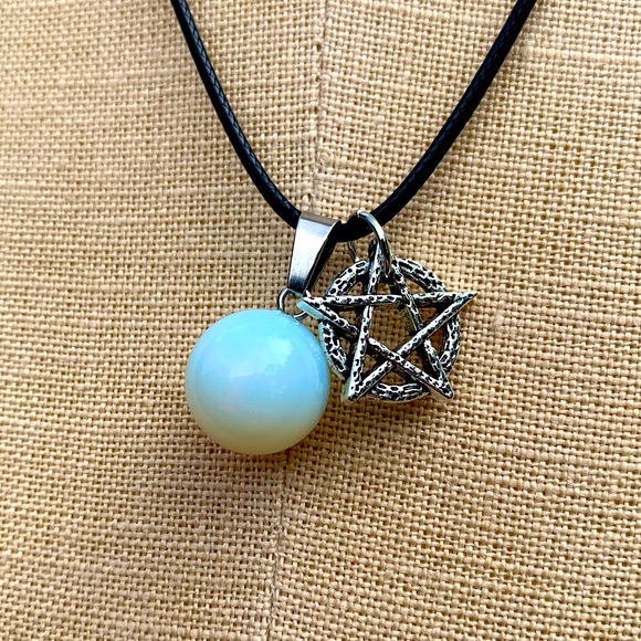 Hand Crafted | Jewelry | Handmade Orb Stone Amulet With Pentagram Star Charm | Poshmark